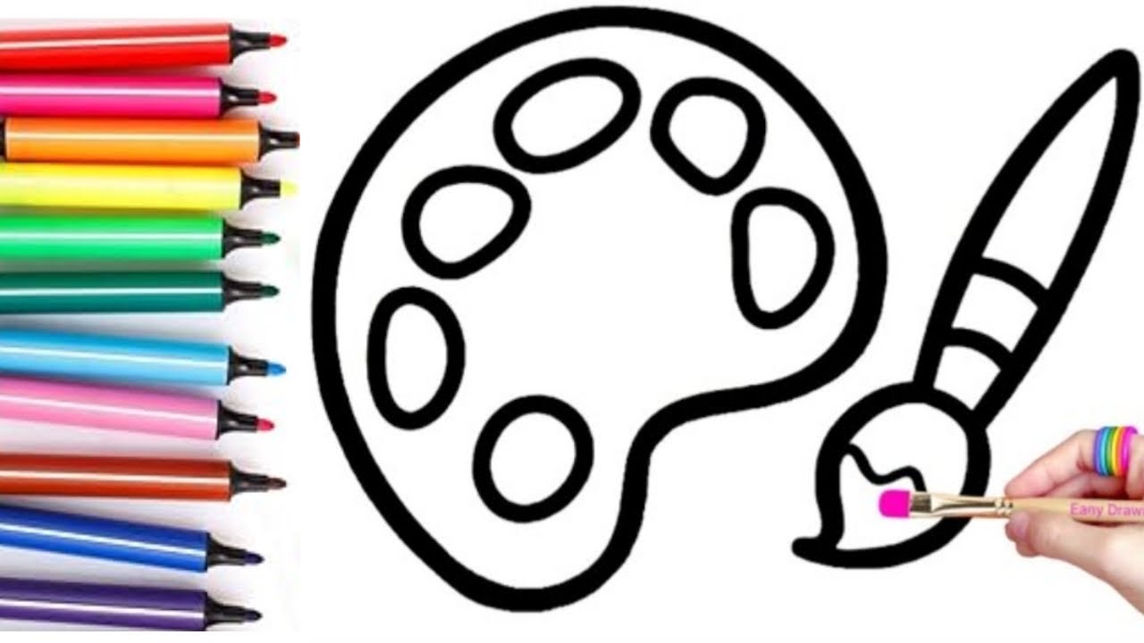 How To Draw Cute And Easy Palatte And Brush 🖌️🎨| Easy Drawing, Painting ...