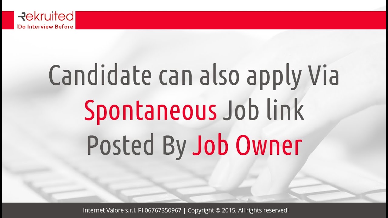 How candidate can apply with Spontaneous Job Link? - YouTube