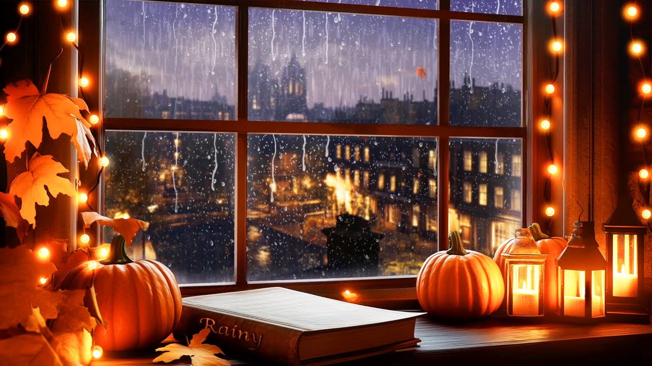 Cozy Autumn Rain on the Window | Relaxing Fall Ambience with Rain ...