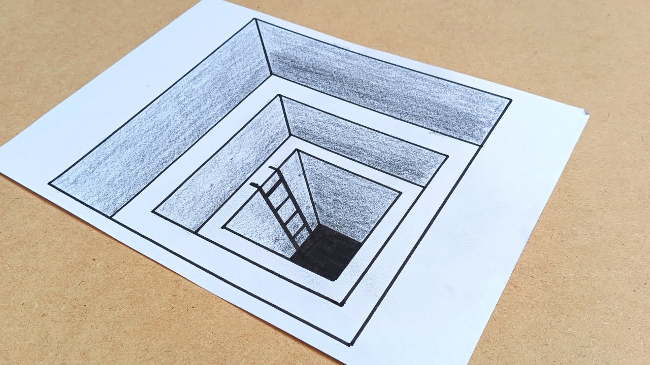 Drawing illusion with pencil easy 3d illusion drawing on pepar || - YouTube