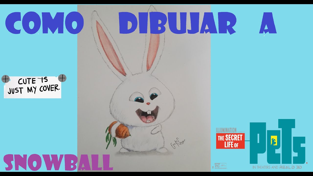 Como dibujar a Snowball - paso a paso / la vida secreta de tus mascotas ...