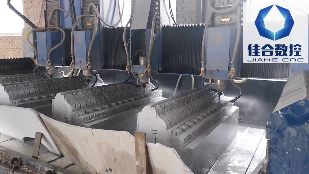 Big size multi spindle 3d stone carving cnc router - YouTube