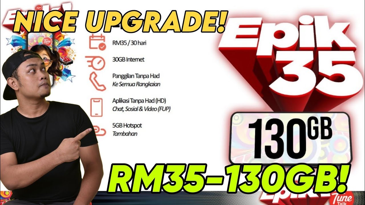 RM35 Boleh Dapat 130GB Data-Plan Internet Low Budget-Tunetalk EPIK35 - YouTube