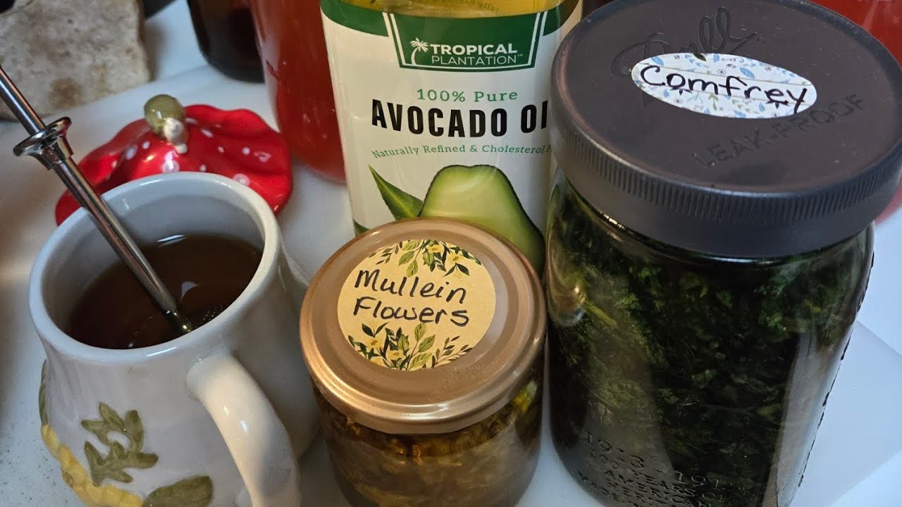 A Cup of Tea and Comfrey and Mullein Flower Oil Infusions # ...