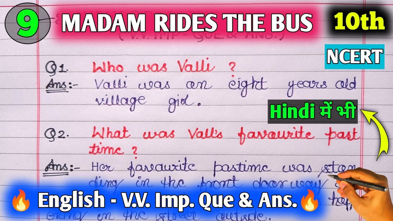 Madam Rides The Bus Class 10 class 10 English Important Questions madam-rides-the-bus-class-10-class-10-english-important-questions
