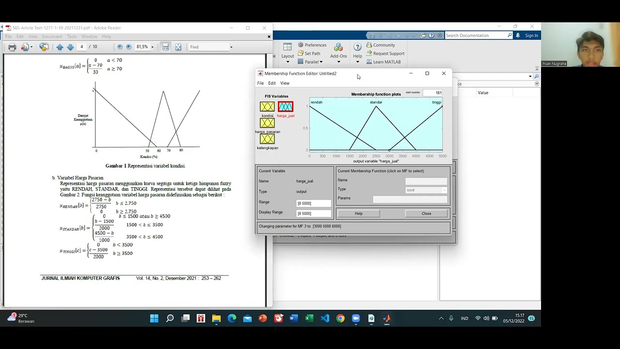 Studi Kasus Logika Fuzzy Mamdani Menggunakan MATLAB - YouTube