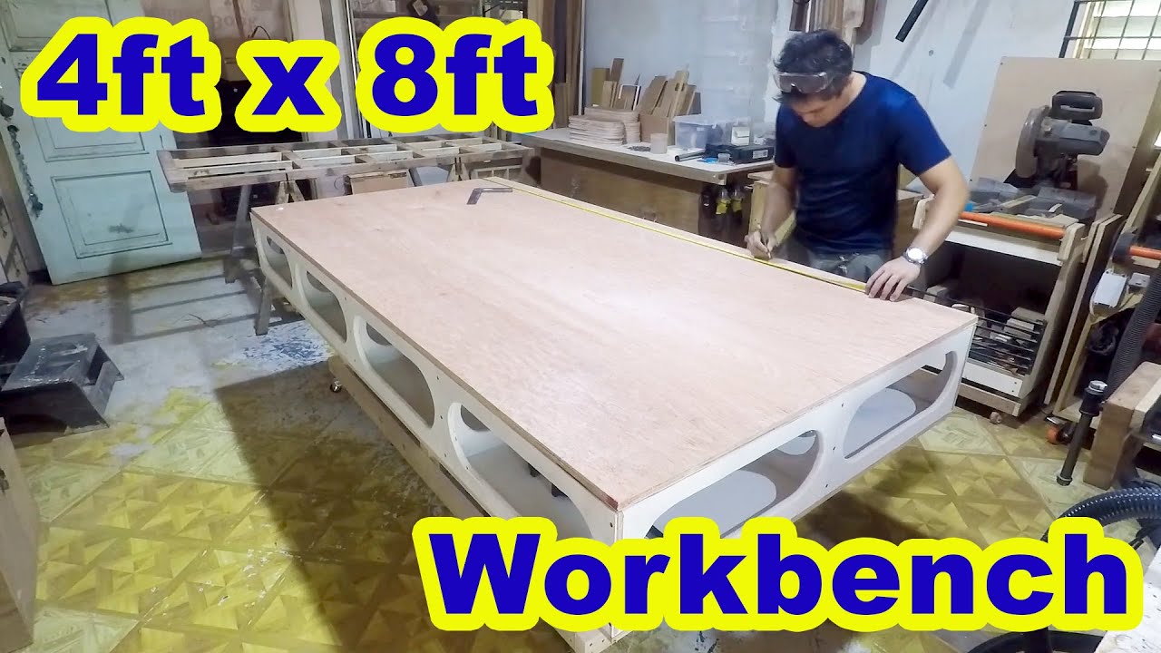 Full Sheet Plywood Workbench 4ft x 8 ft - YouTube
