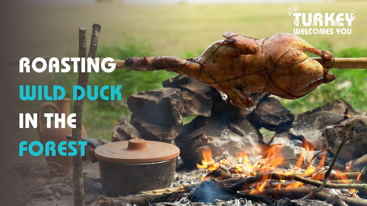 Roasting a Whole Duck on Campfire | Turkish Cooking ASMR | Kitchen in ...