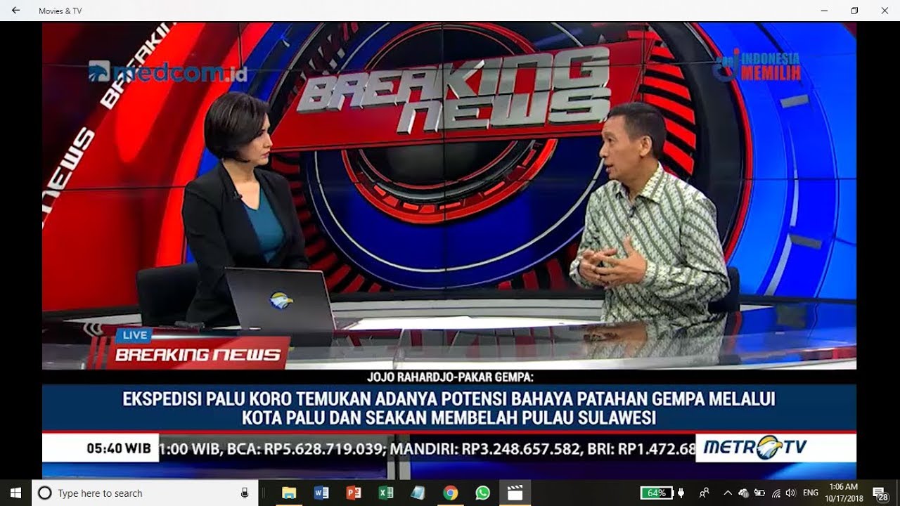 Wawancara di studio Metro TV sebagai ahli bencana - YouTube