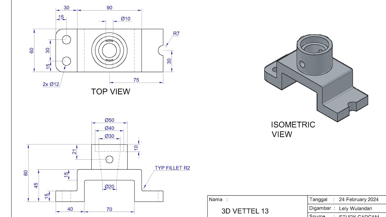 3D AUTOCAD PRACTICE MECHANICAL DRAWING (MODELLING PRACTICE DRAWING 115 ...