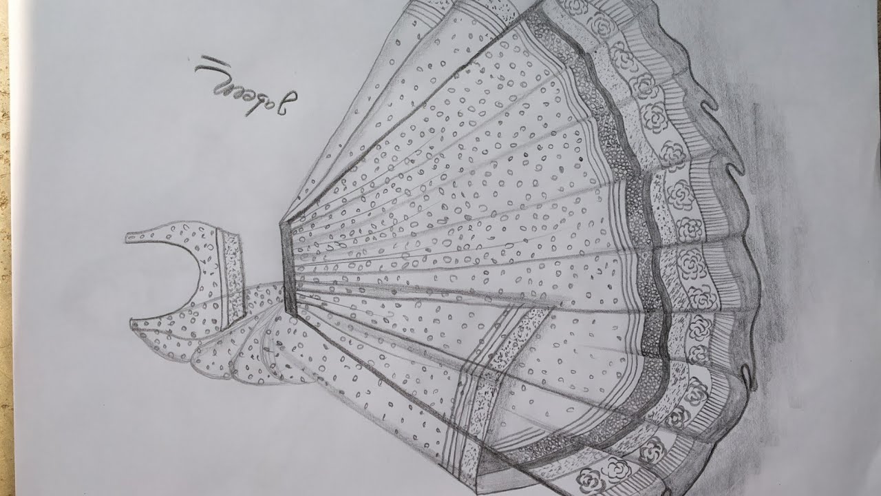 how to draw beautiful lehenga | lehenga drawing | pencil art | drawing ...