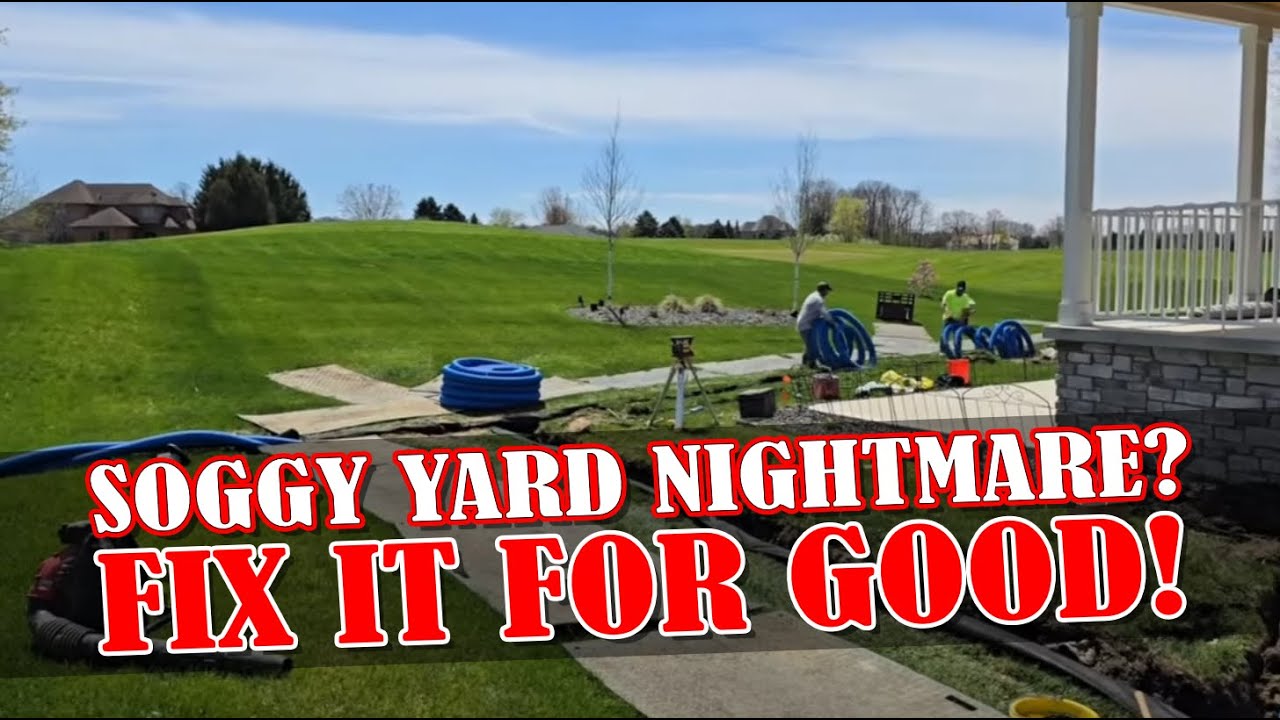 Soggy Yard, Hard to Mow Lawn in Swale or Low Area; What to do? - YouTube