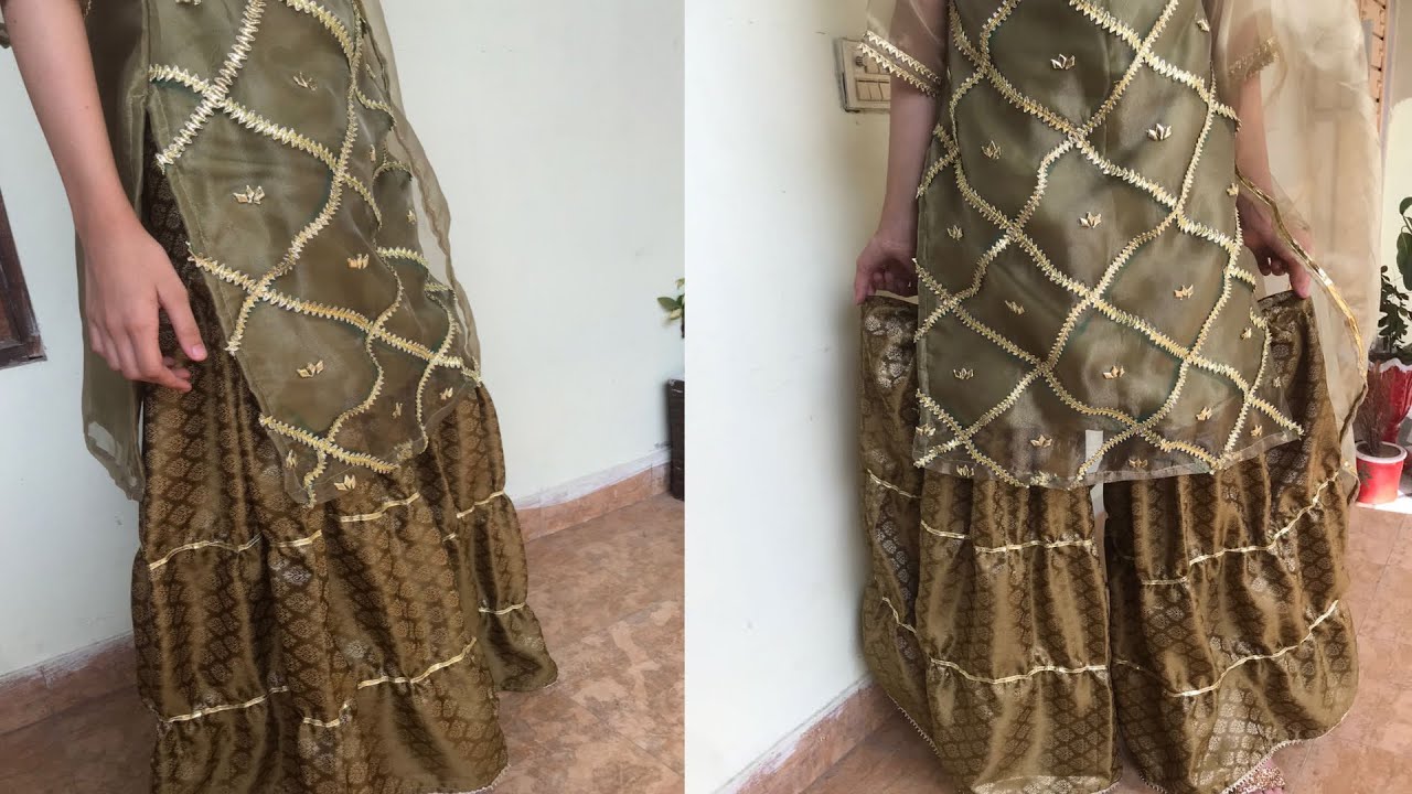 How To Make Designer Double Layered Gharara/Sharara At Home/DIY Sharara ...
