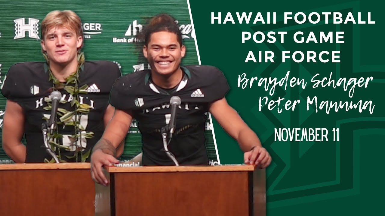 Hawaii vs Air Force Post Game: Brayden Schager & Peter Manuma - YouTube