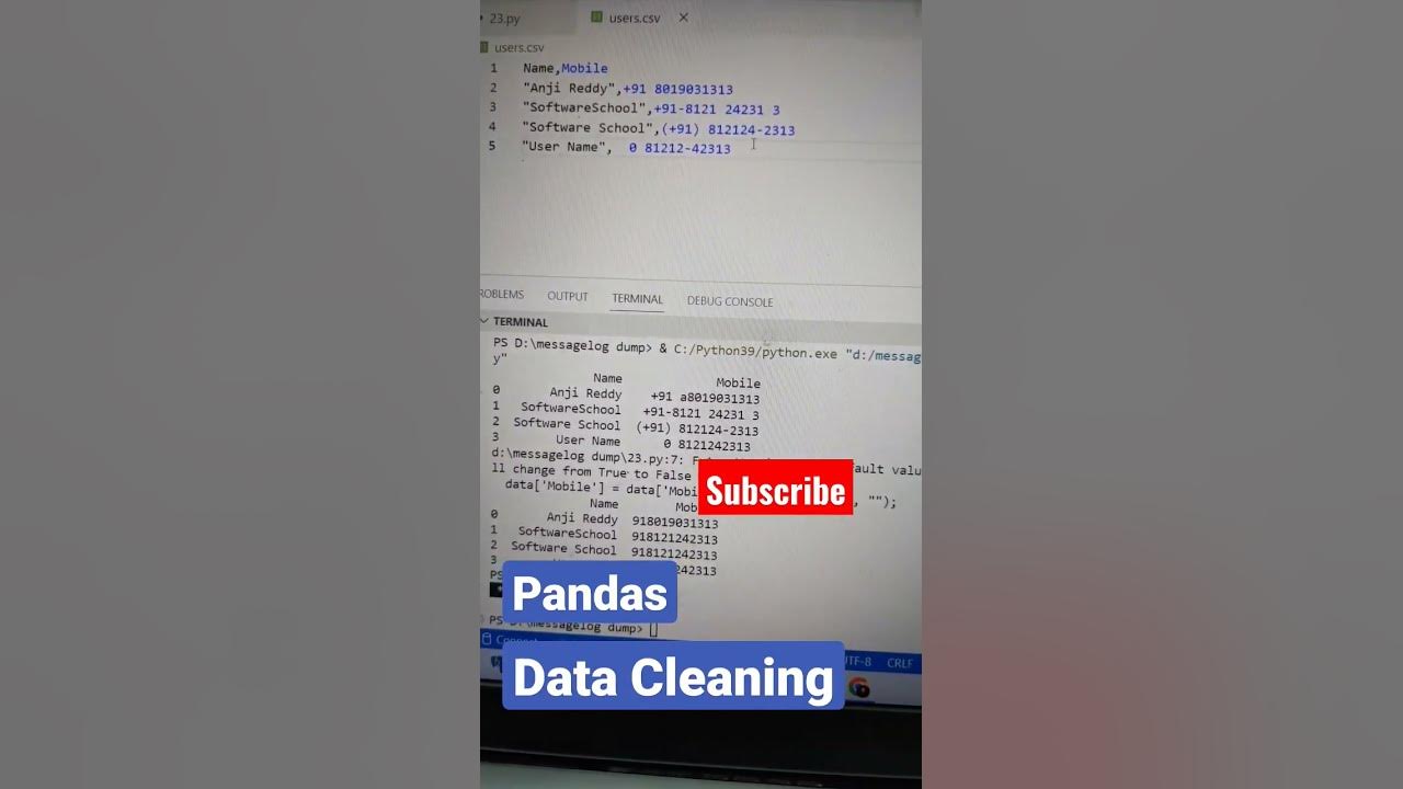 Pandas Tutorial Data Cleaning Pandas Python In Telugu Python For Beginners Learn Python