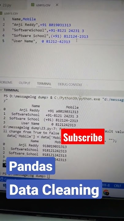 Pandas Tutorial Data Cleaning Pandas Python In Telugu Python For Beginners Learn Python