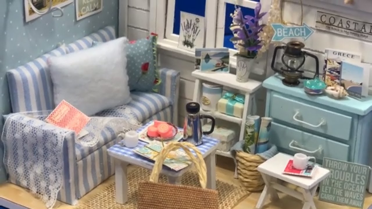 DIY Miniature Dollhouse Room ~ Living Room - YouTube