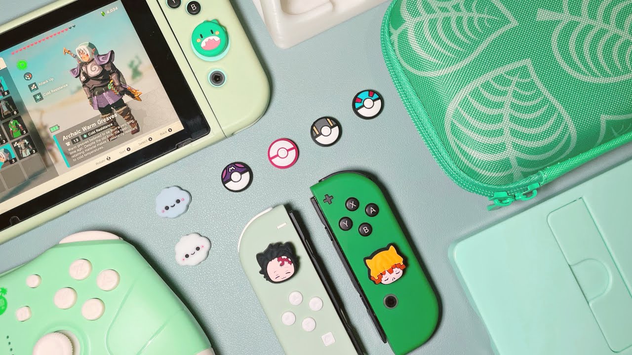 💚All Green Nintendo Switch Accessories | Aesthetic | Asmr | Green ...