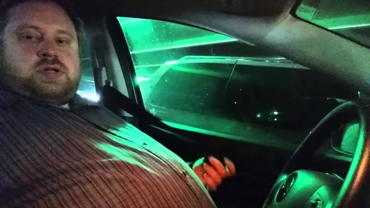 Fat guy crammed in his car - YouTube