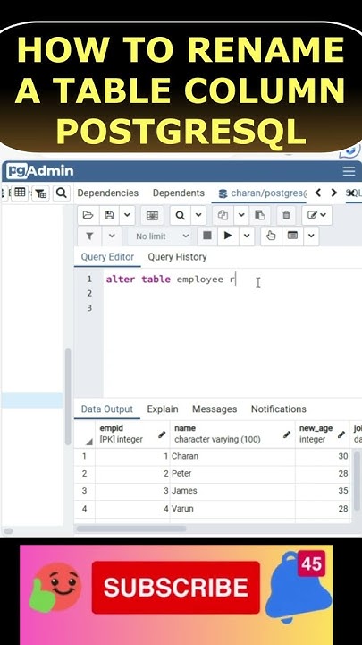 SQL Change Or Rename A Column Name | Postgresql Database - YouTube