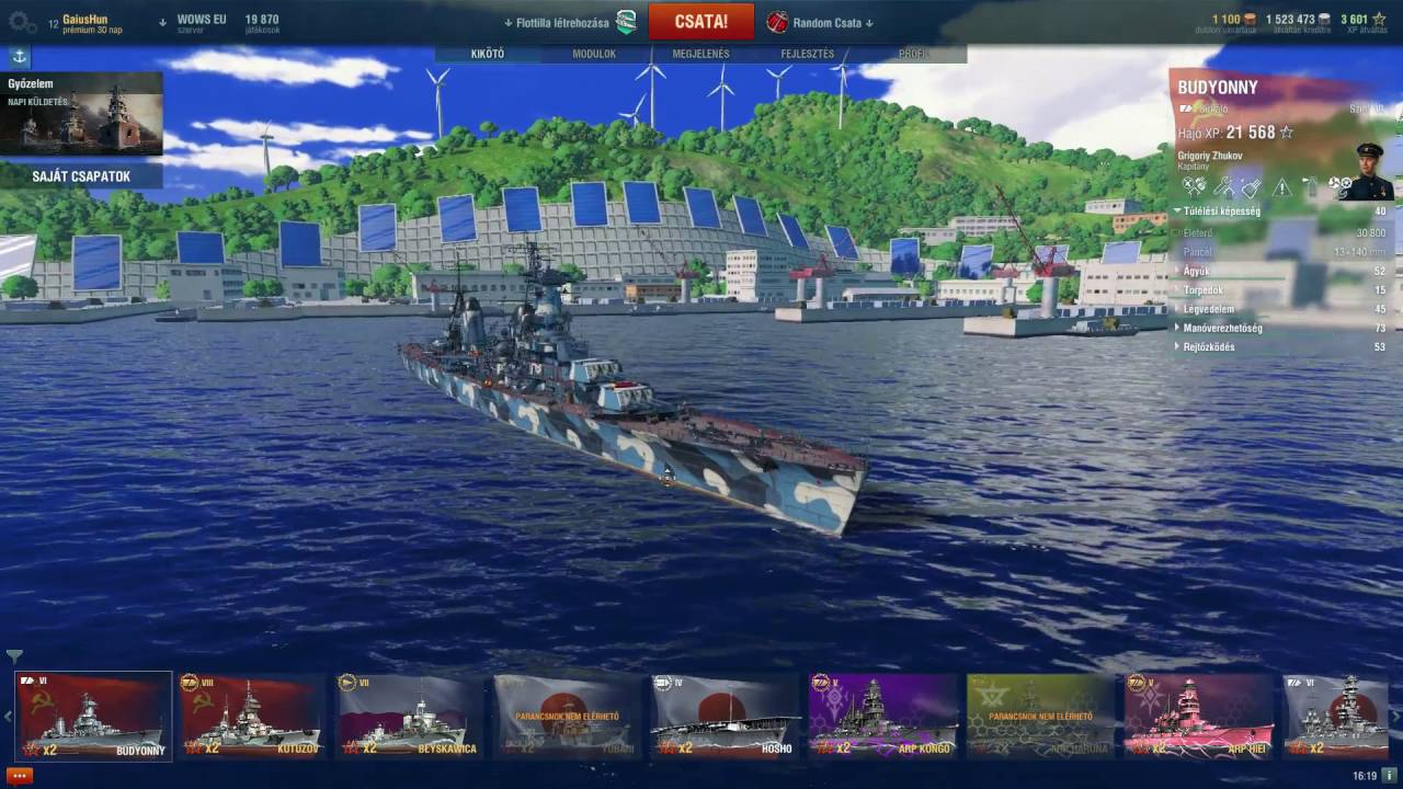 WOWS - Gaiushun - Budyonny cruiser/cirkáló - YouTube