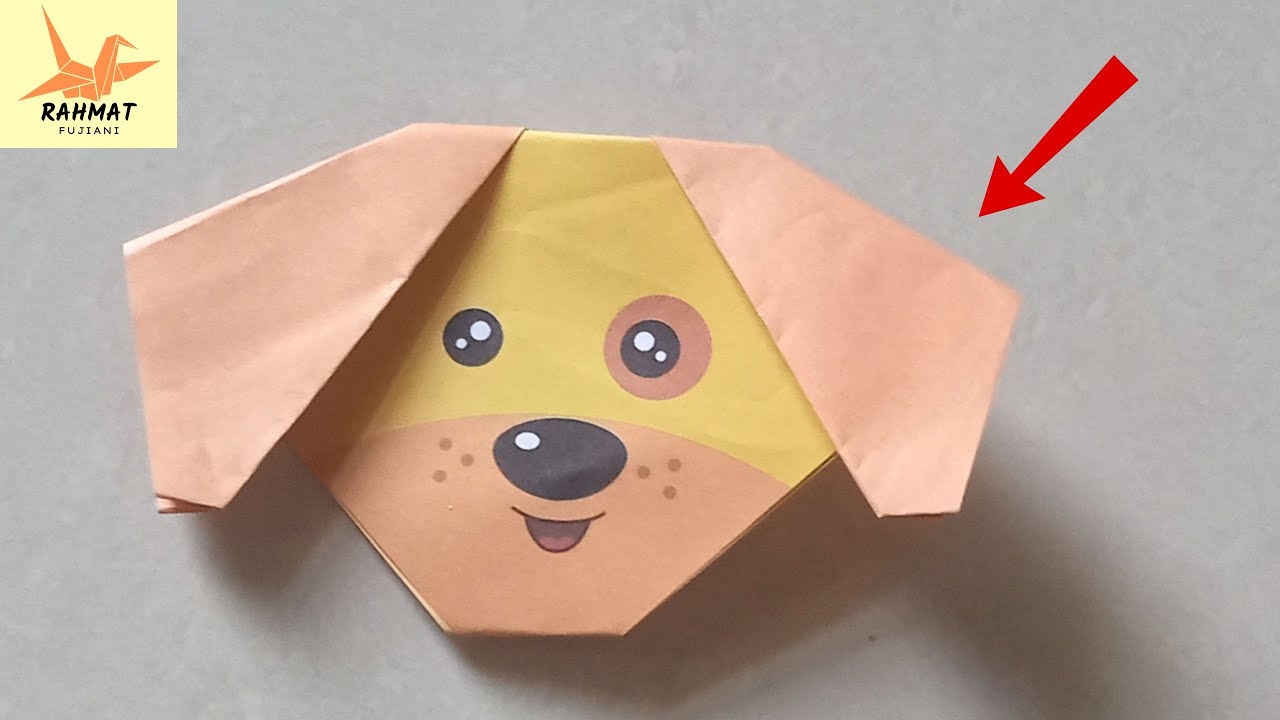 Cara membuat kepala anjing dari kertas origami - YouTube