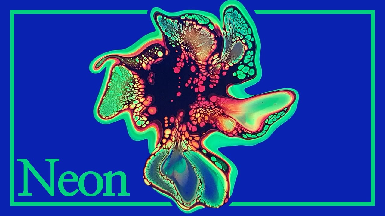 Neon acrylic pouring - Bloom technique Fluorescent color UV LED Light ...