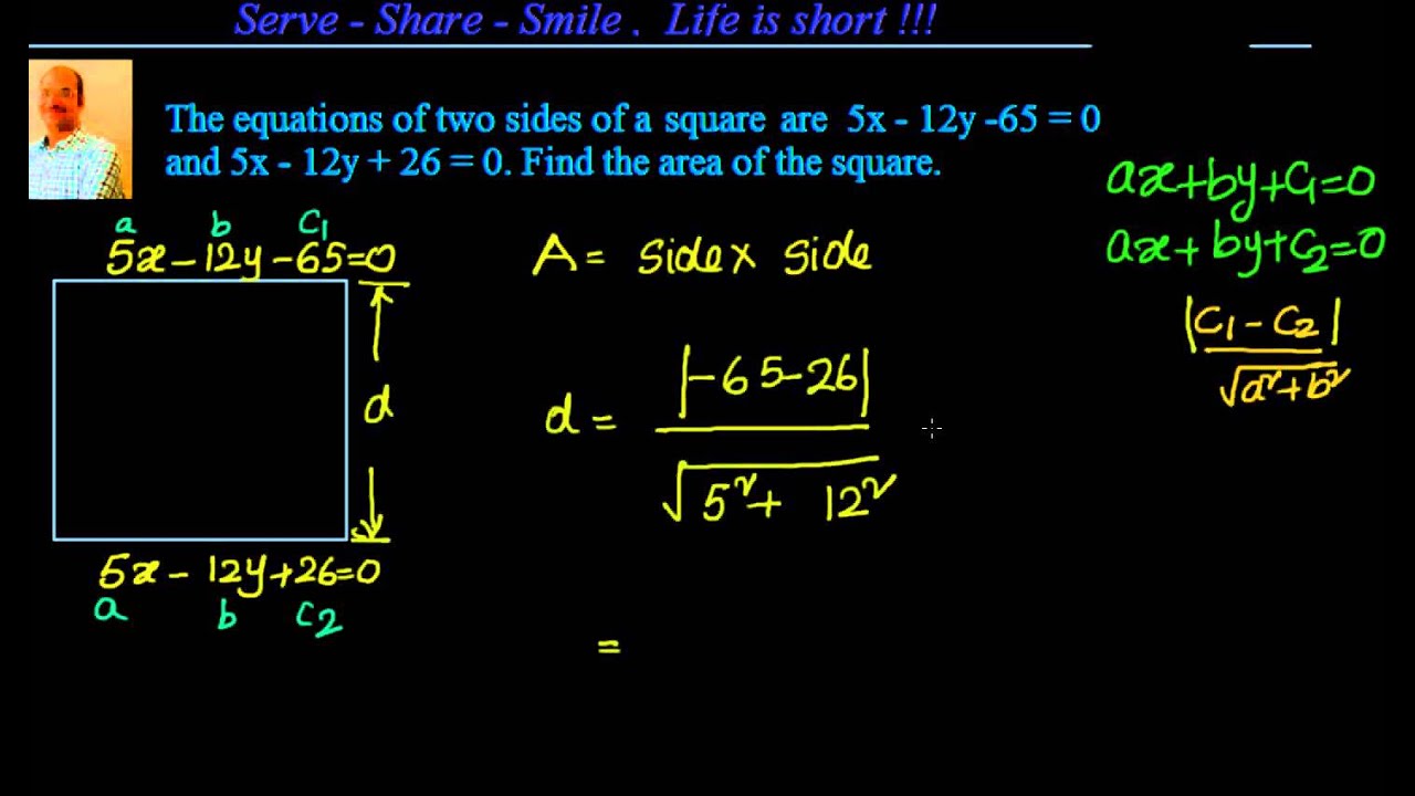 Coordinate Geometry: Straight lines: Area of a square given the ...