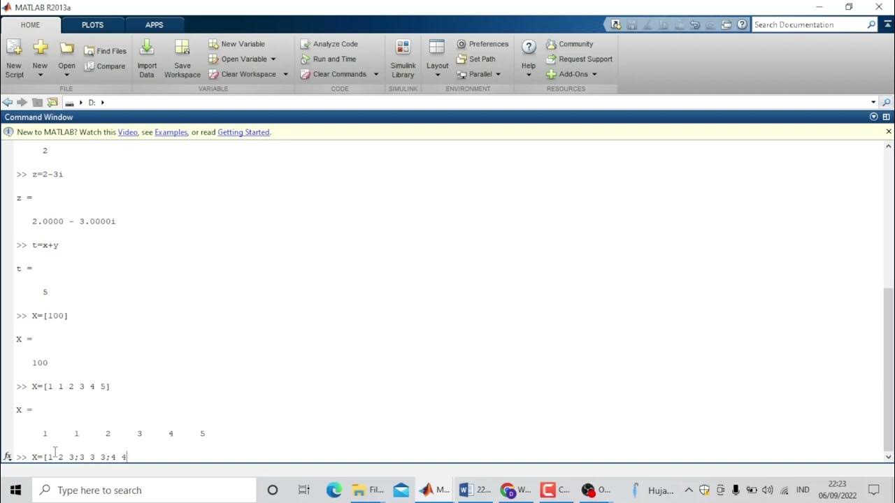 SINTAK DASAR DAN TEKNIK MANIPULASI DATA MATRIKS PADA MATLAB - YouTube