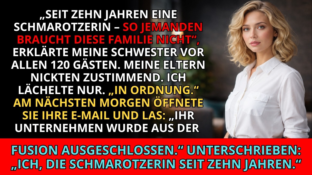 Meine Schwester verspottete mich vor 120 Gästen als „Schmarotzerin, die ...