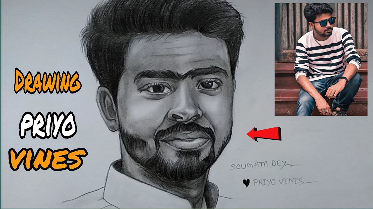 How to Draw realistic || Drawing of priyo vines|| ft.priyo vines || by ...