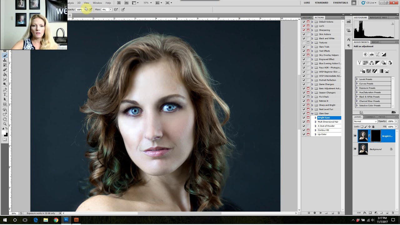 How to Create Bright Eyes using the Bright Eyes Photoshop Action - YouTube
