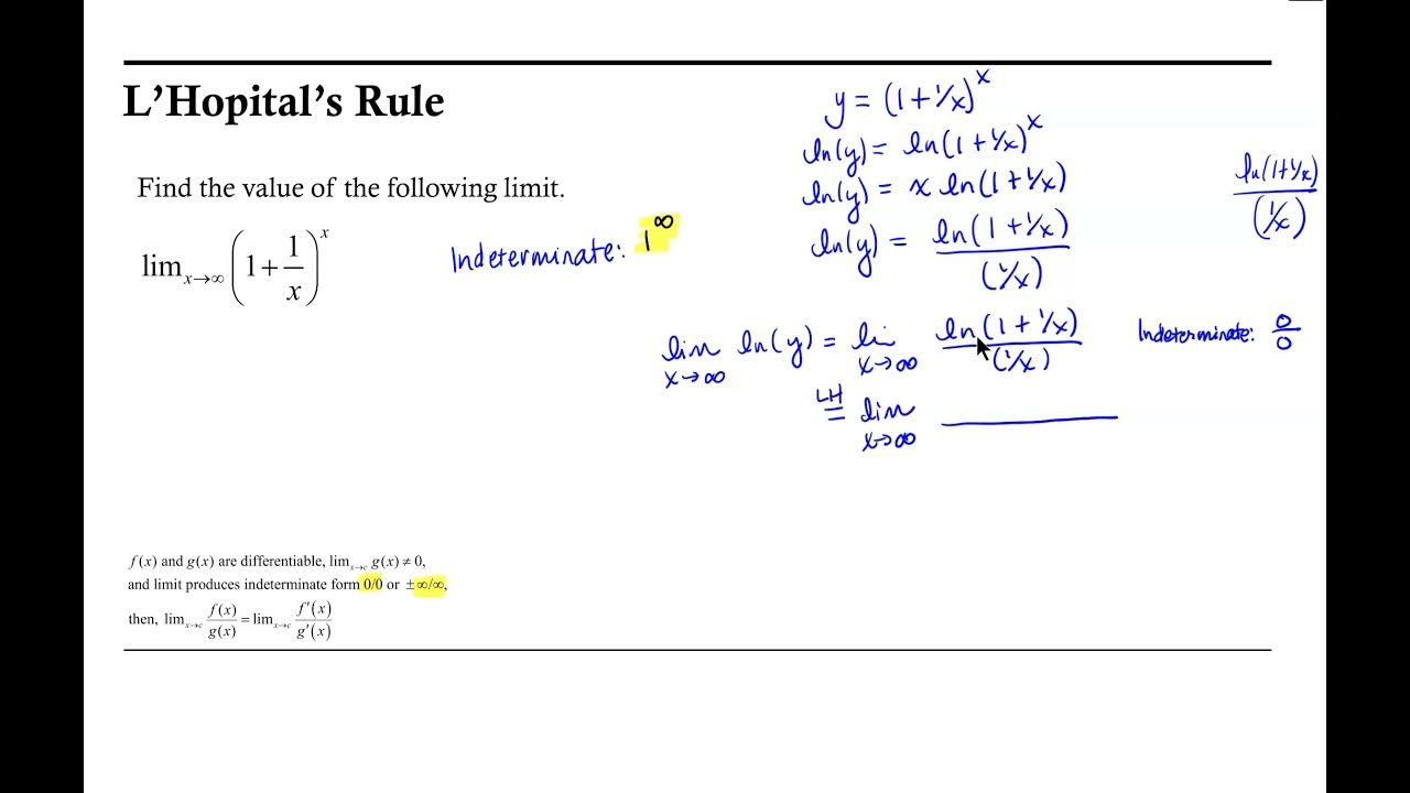 L'Hopital's Rule: Type 1^Infinity - YouTube