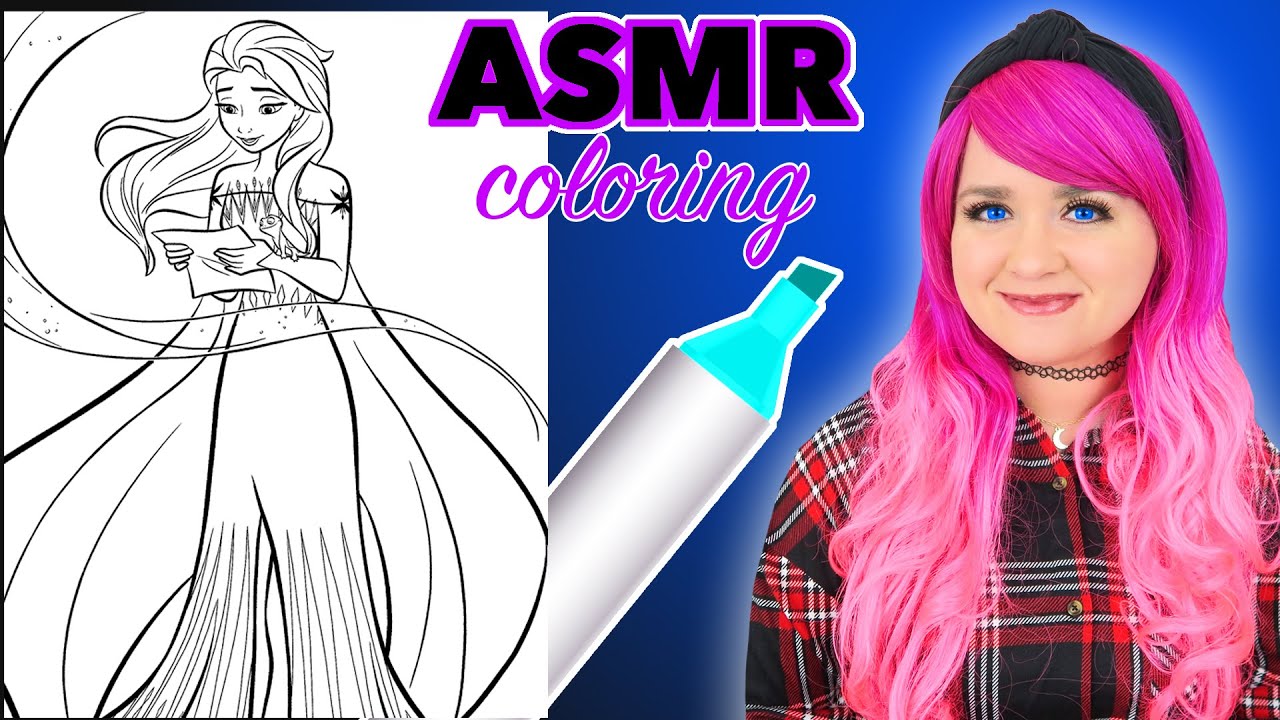 ASMR Coloring for Relaxation | Elsa Frozen | Calming ASMR Sounds for ...