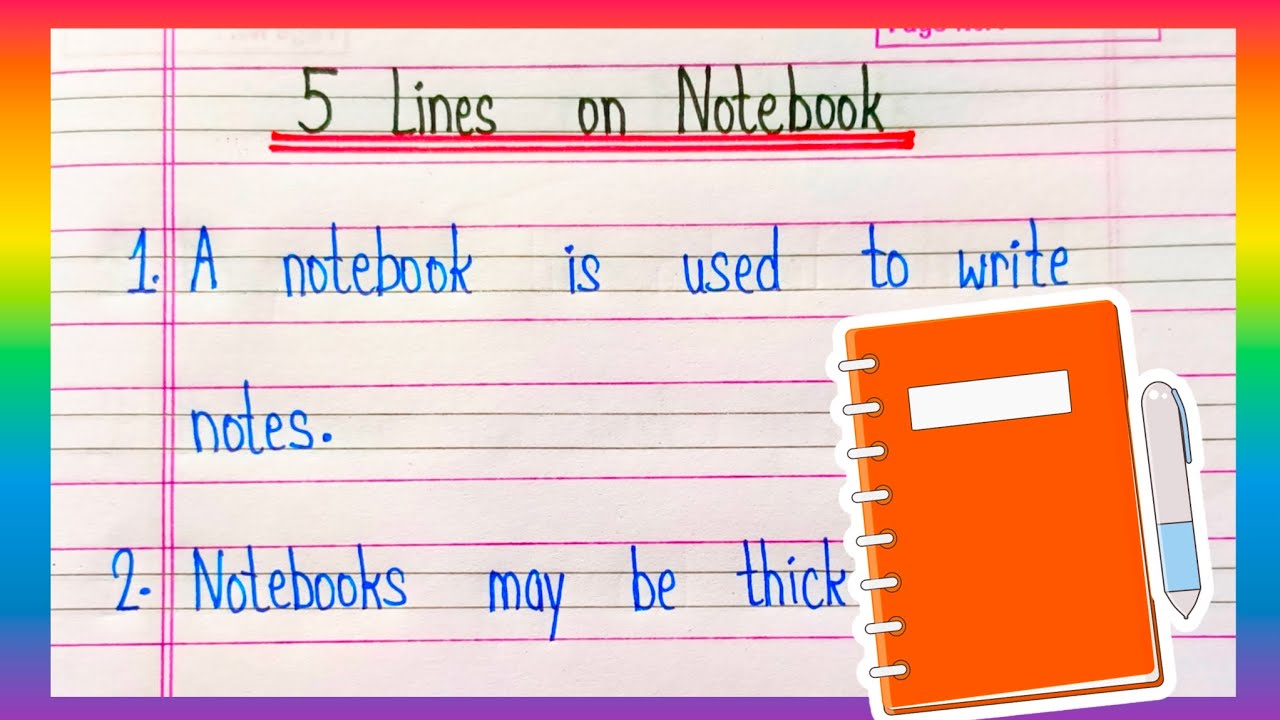 5 Lines on Notebook in English||How to write essay on Notebook in easy ...