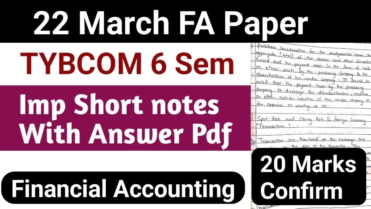 FA Important Short Notes Question || Tybcom 6 Sem || 20 marks Confirm ...