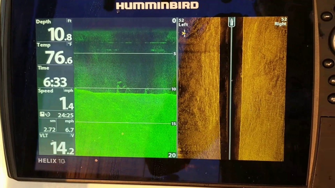 Humminbird Helix down and side imaging used to catch bait - YouTube