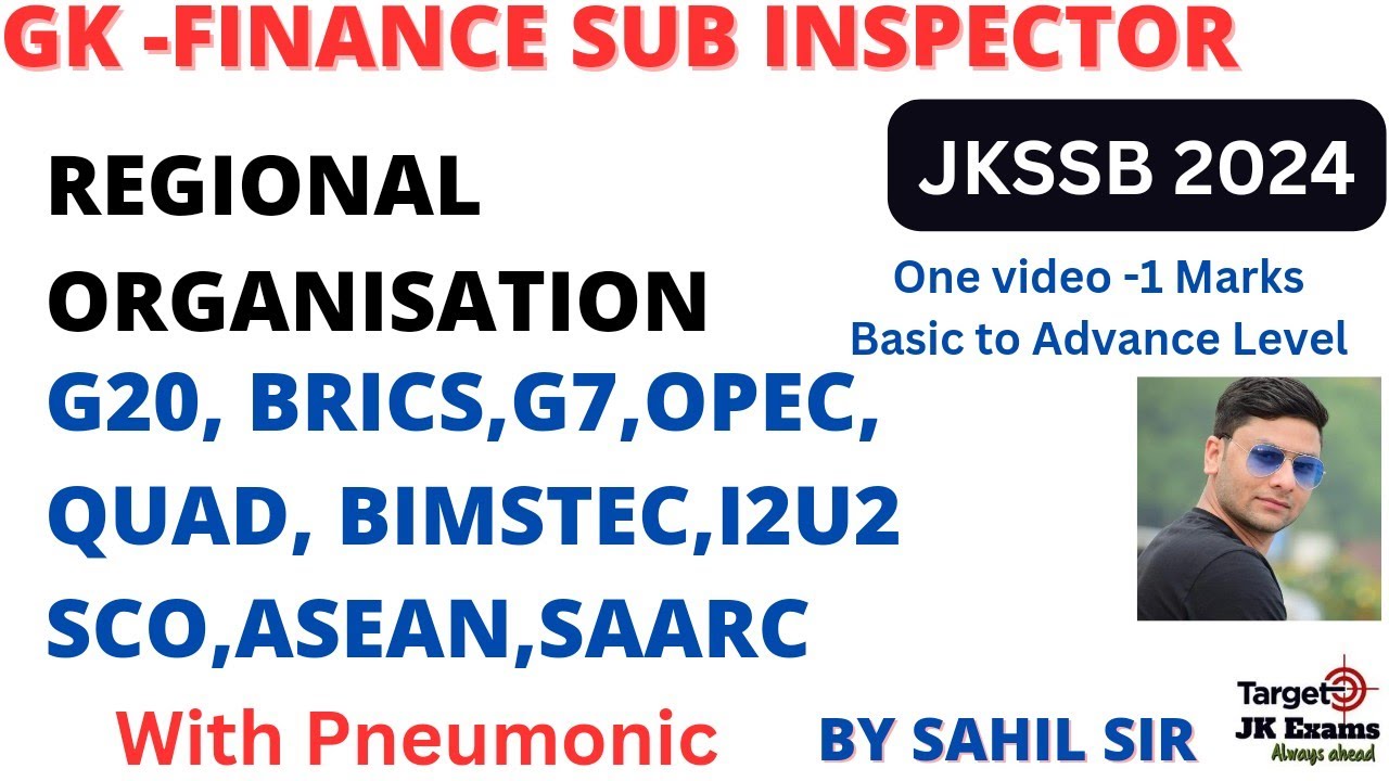 Regional Organisation BRICS OPEC ASEAN SAARC BIMSTEC G20 G7 QUAD I2U2 ...