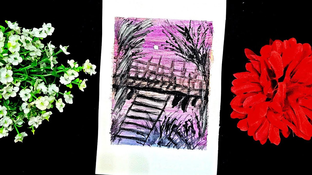 Easy Acrylic river side painting for beginners - YouTube