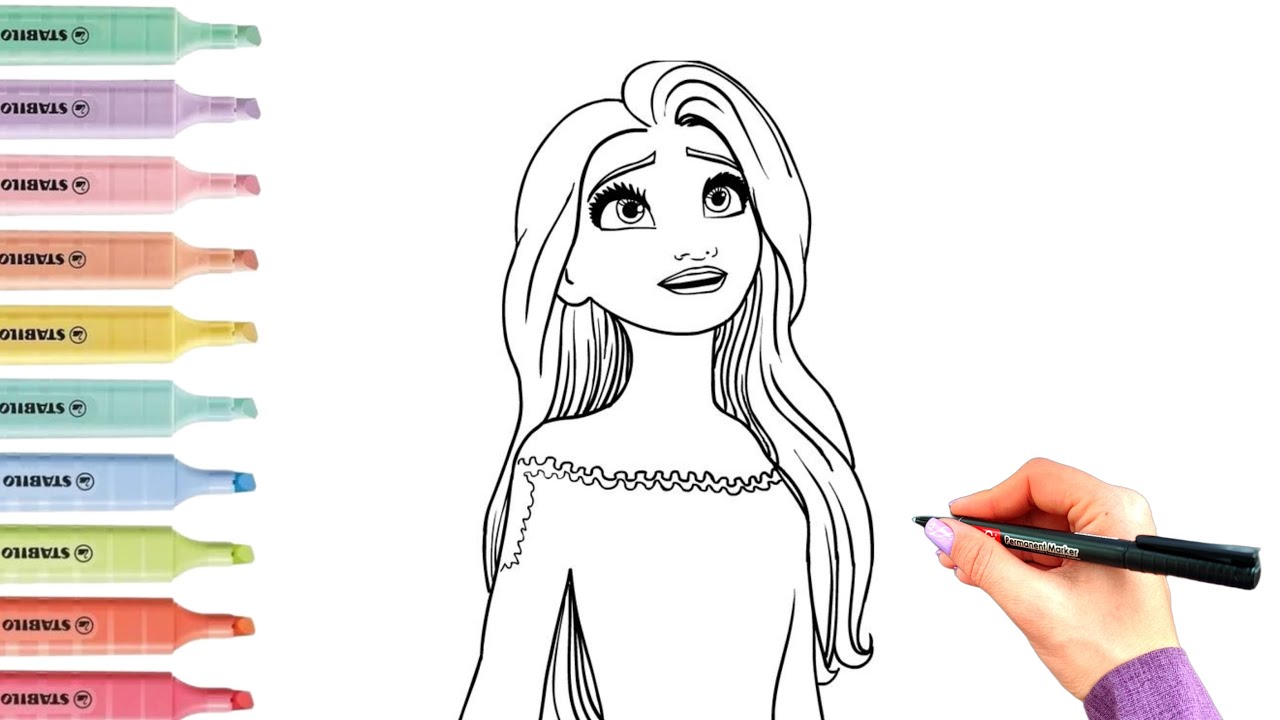 Elsa Frozen Drawing Easy | Elsa Drawing For Kids 👰🏻‍♀️💫🖌️ - YouTube