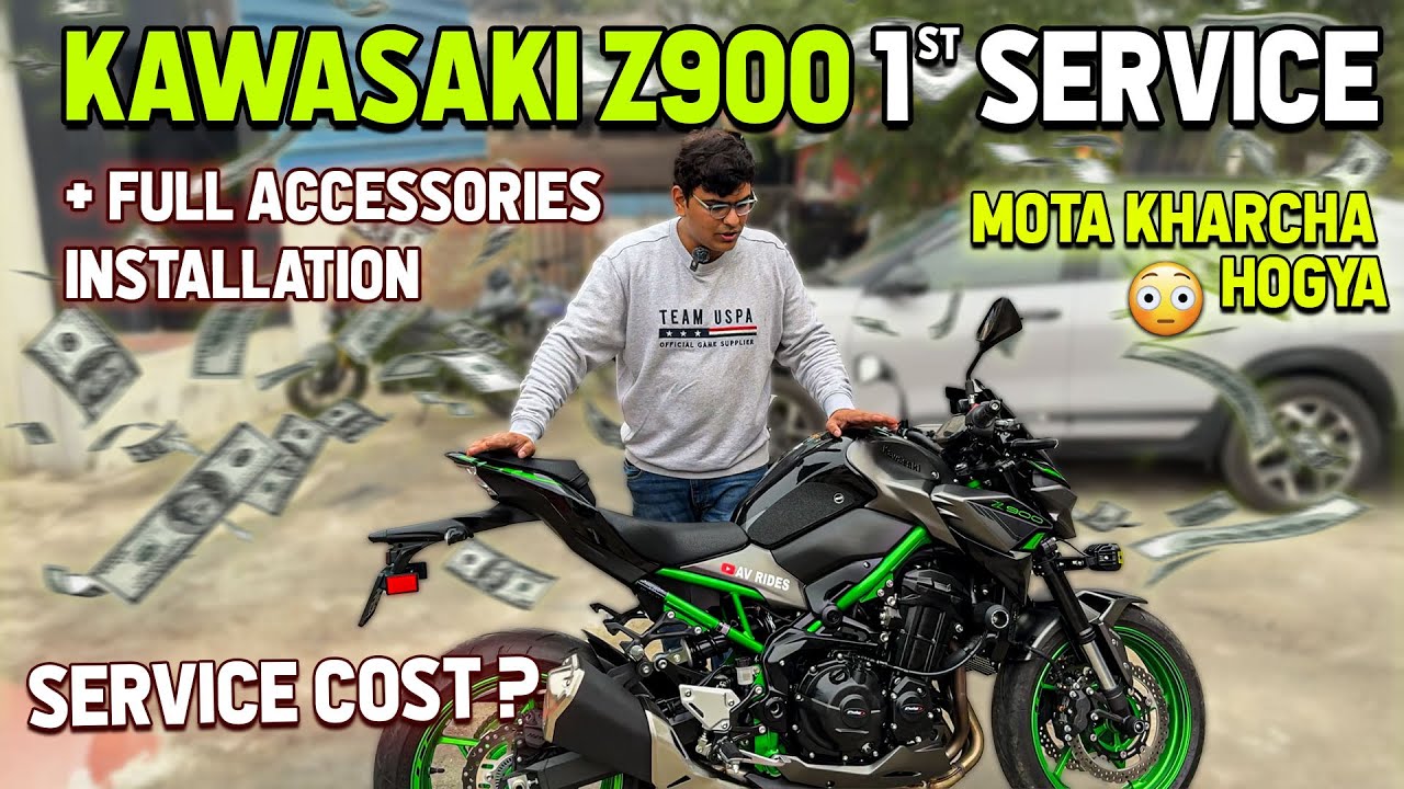 2025 Kawasaki Z900 1st Service 🔥 || Service Cost & Complete Accessories ...