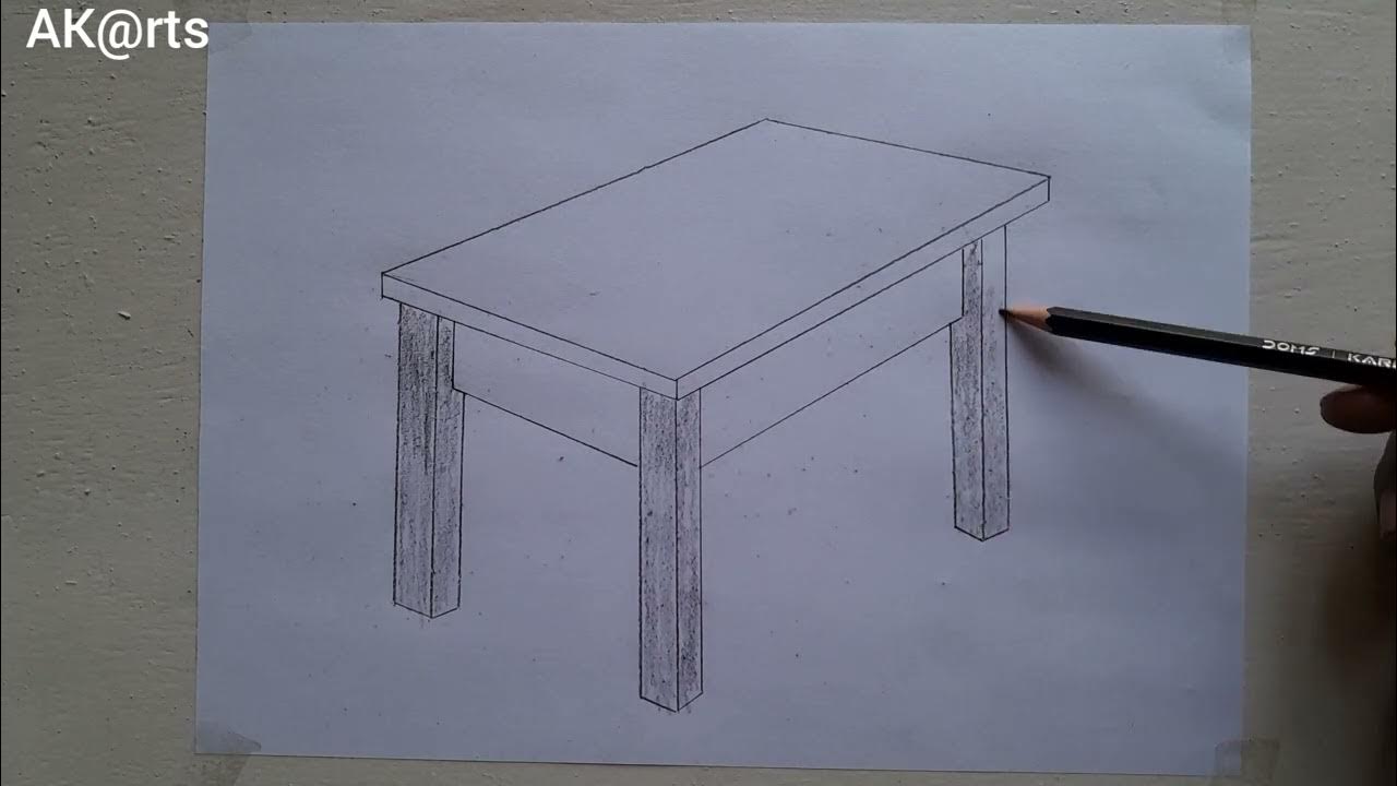 How to draw a table drawing || easy step by step pancil drawing table ...