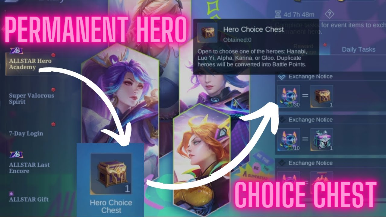 PERMANENT HERO CHOISE CHEST || ALLSTARS HERO ACADEMY || MOBILE LEGENDS ...