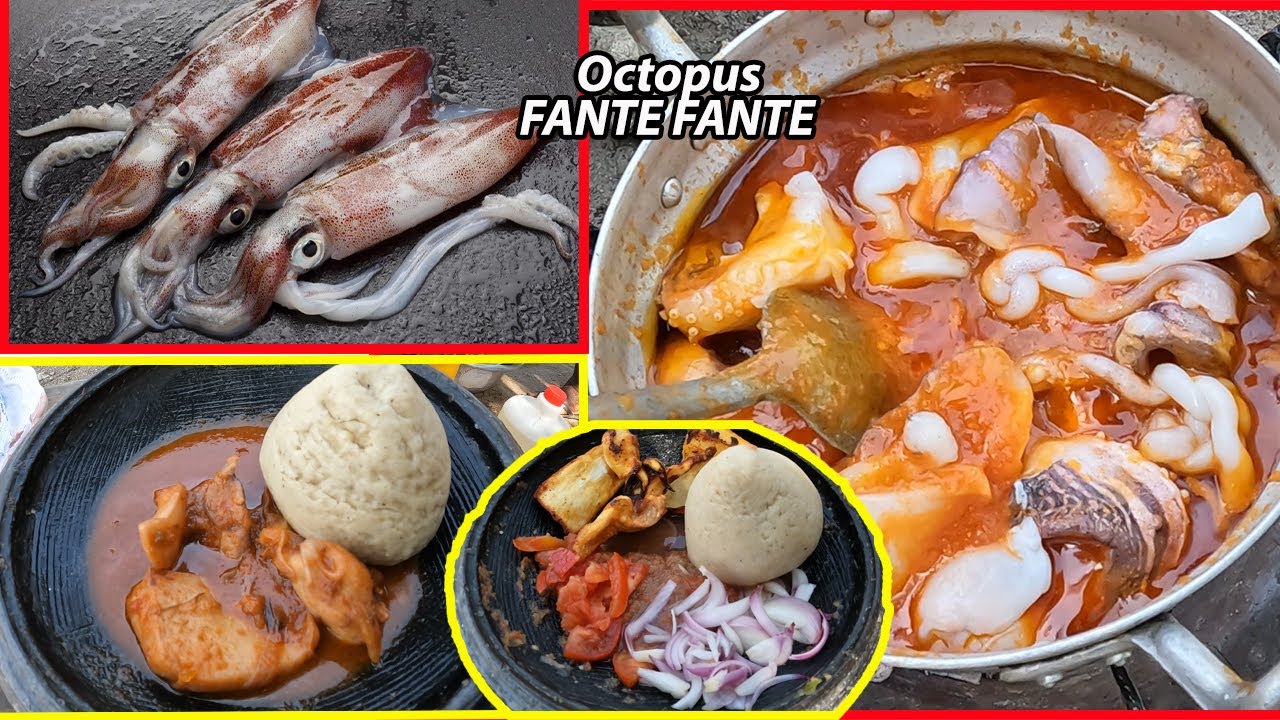 Cooking Authentic Octopus FANTE FANTE in GHANA !! Traditional Fante ...