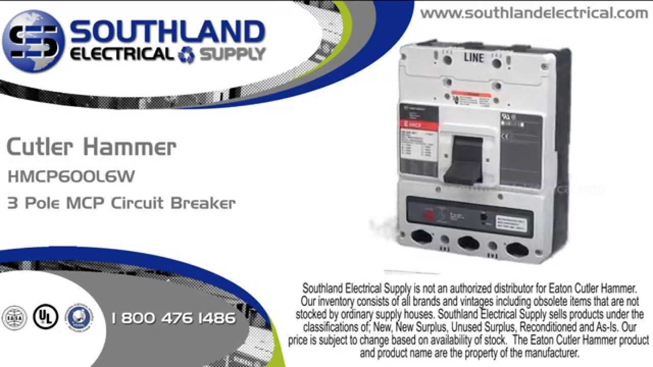 Cutler Hammer HMCP600L6, 600 Amp, 600 Volt, 3 Pole Circuit Breaker ...