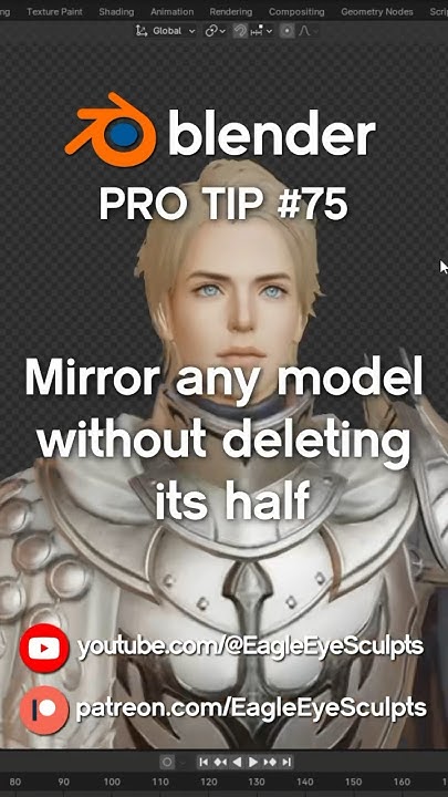 Mirror any model without deleting its half in blender in 8 seconds #blender #tutorial #tuto # ...