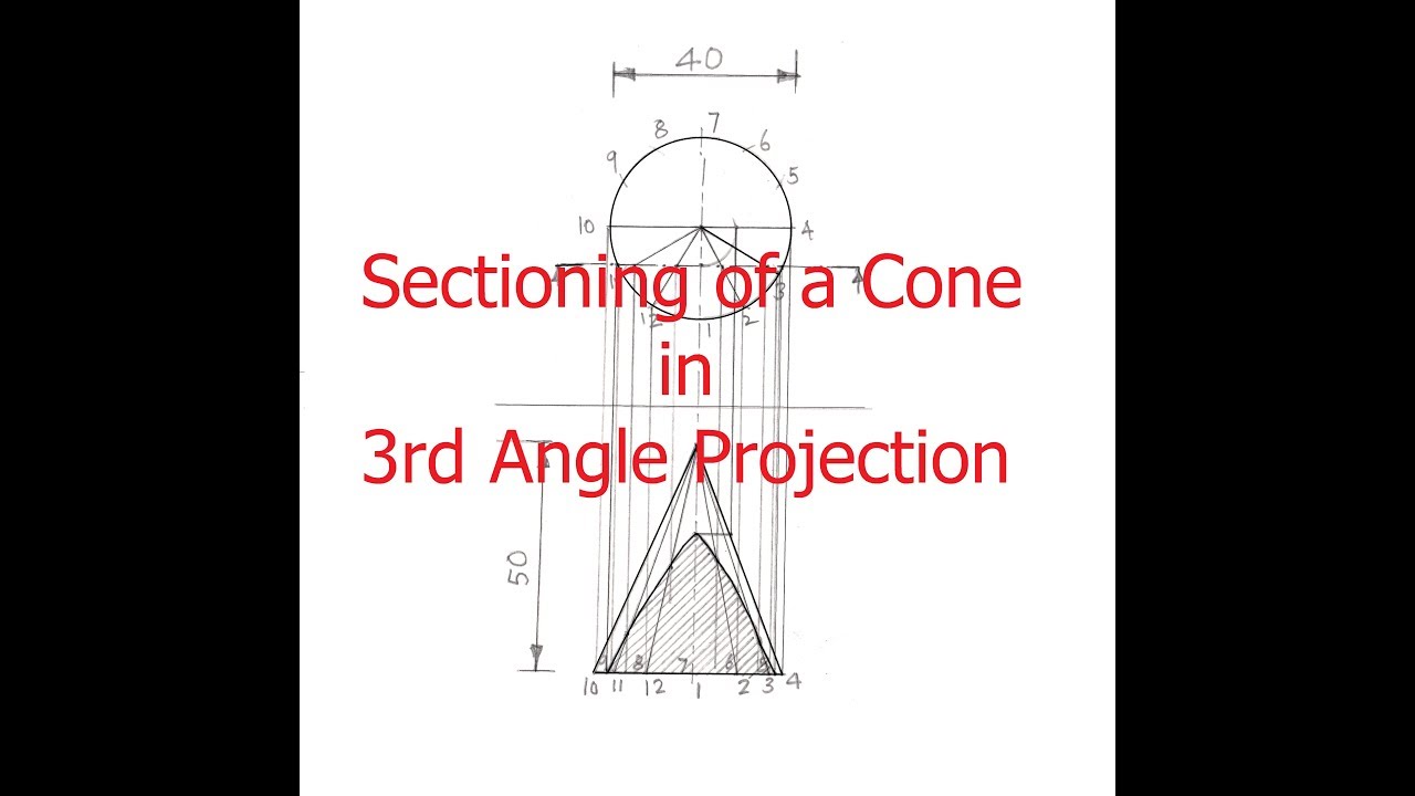 5.3-Sectioning a Cone in 3rd Angle Projection - YouTube