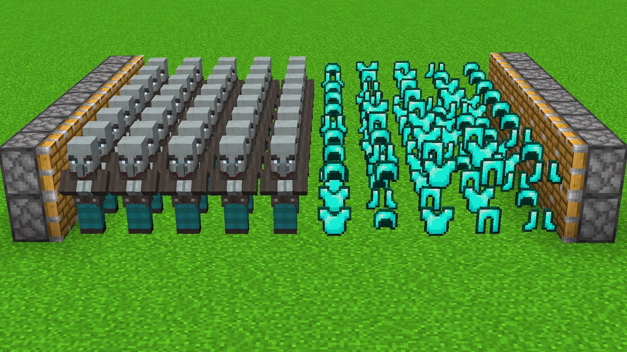x1000 diamond armor + vindicator combined in minecraft - YouTube