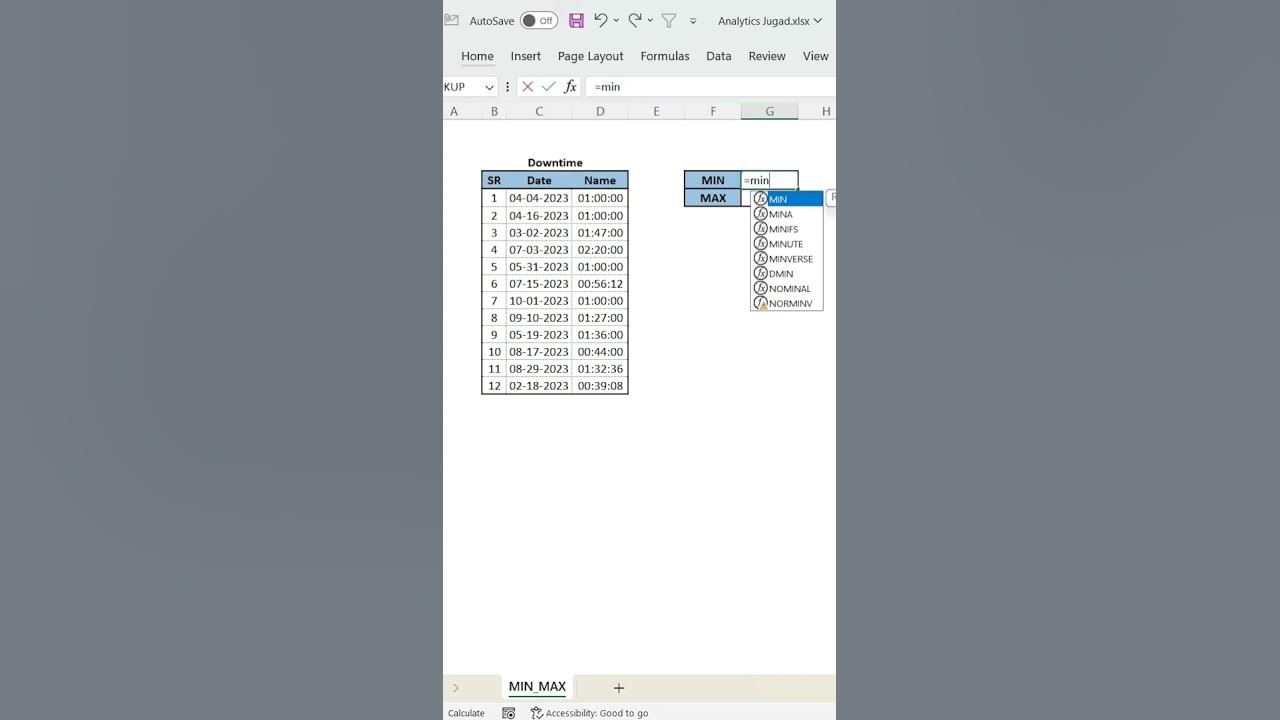 HOW TO USE MIN & MAX IN EXCEL #excel #exceltips - YouTube