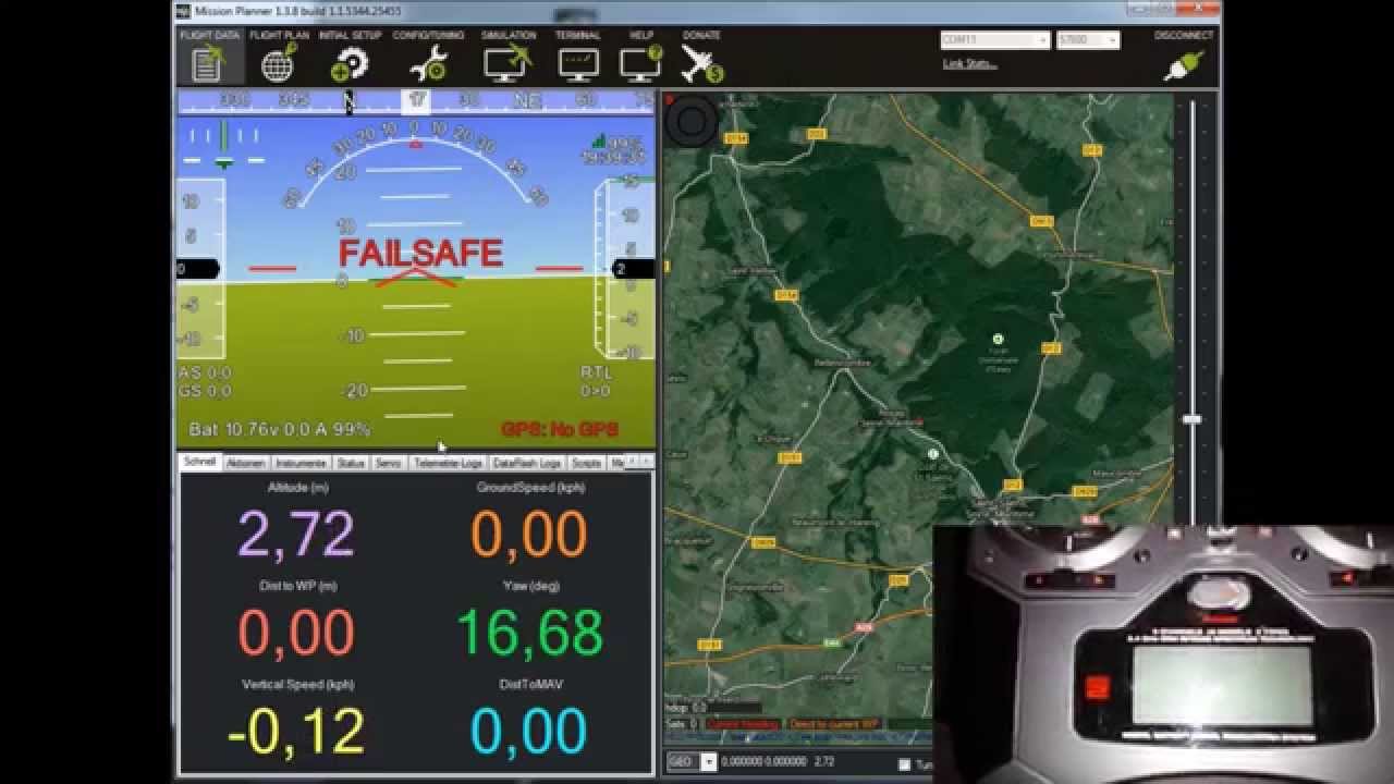 APM 2.5 Failsafe Setup (Einrichten) im Mission Planner (Deutsch) - YouTube